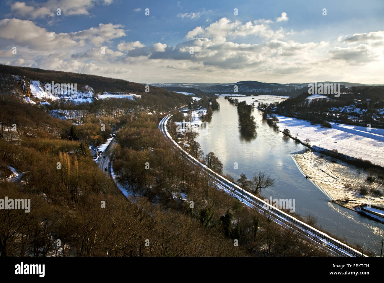 view from Berger monument to Ruhr valley im Winter, Germany, North ...