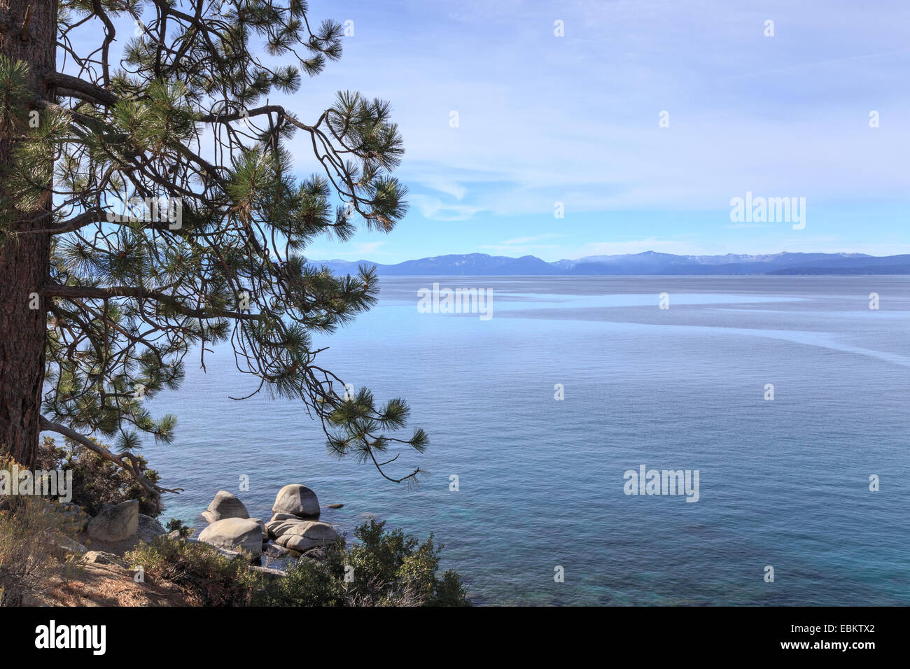 View across majestic Lake Tahoe from its shores near Incline Village ...