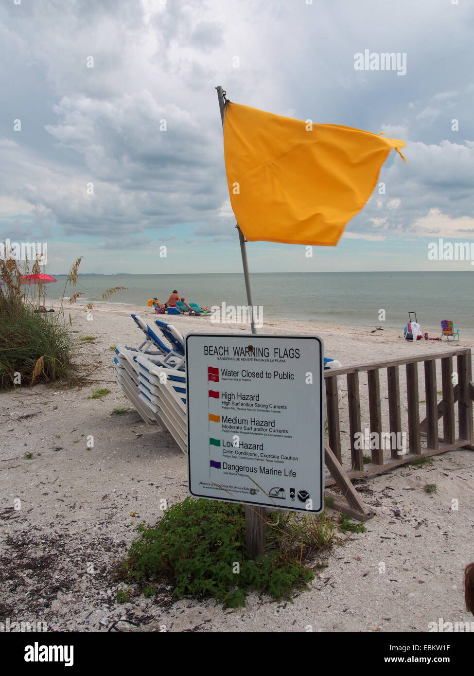 Florida beach warning flag sign hi-res stock photography and images - Alamy
