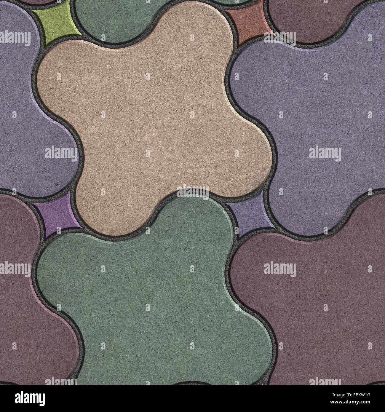 Multicolor Paving Stone in the Shape of Quatrefoil. Seamless Tileable ...