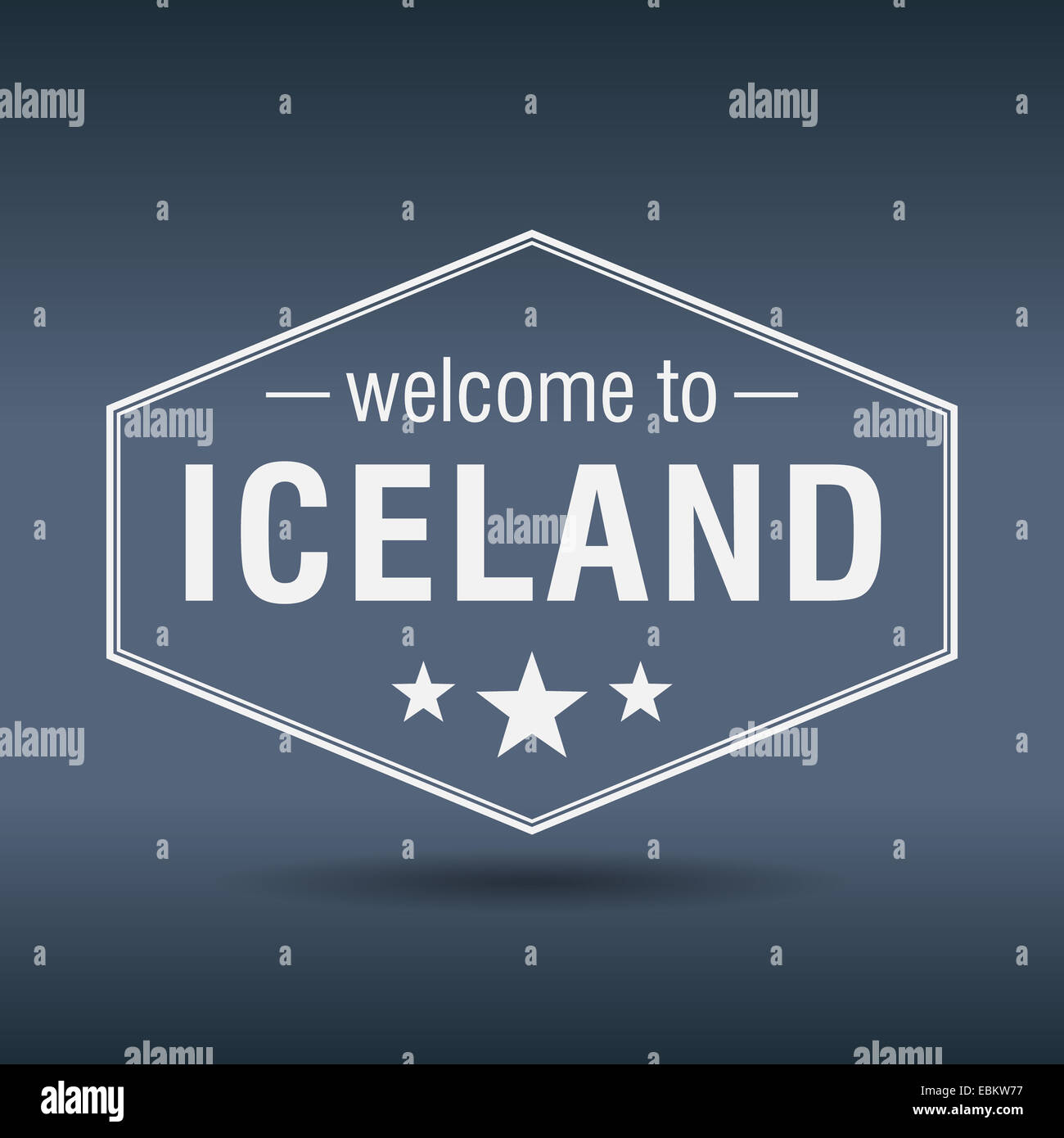 welcome to Iceland hexagonal white vintage label Stock Photo - Alamy