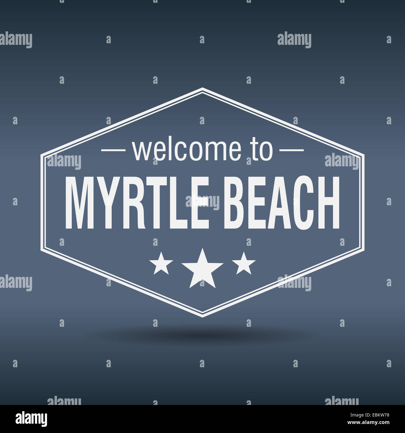 welcome to Myrtle Beach hexagonal white vintage label Stock Photo - Alamy