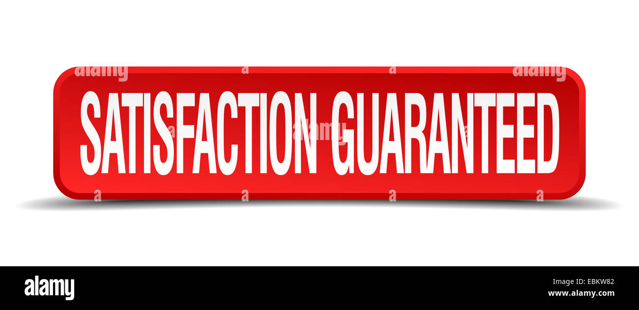 satisfaction guaranteed red 3d square button isolated on white Stock ...