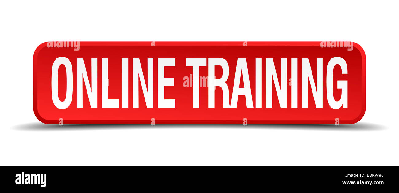 online training red 3d square button isolated on white Stock Photo - Alamy