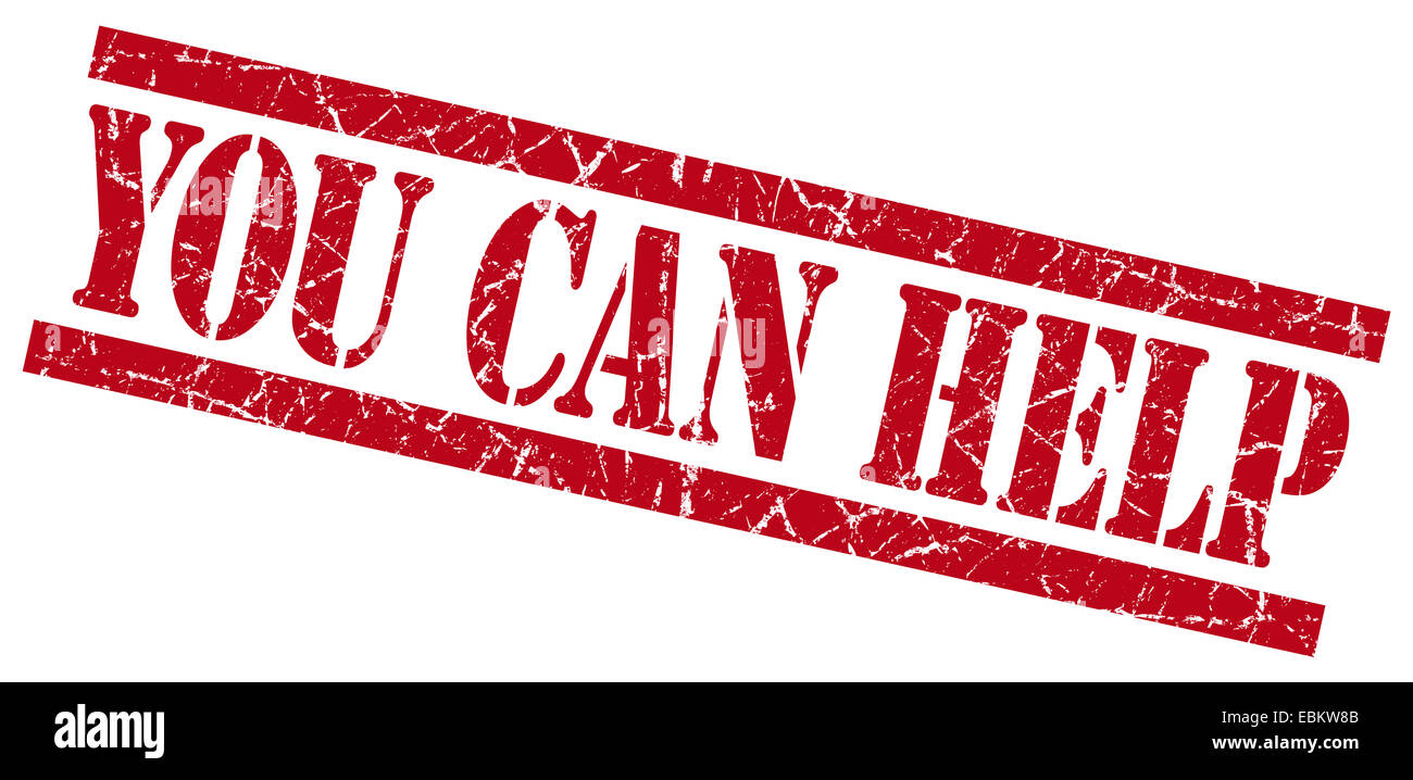 you can help red square grunge textured isolated stamp Stock Photo - Alamy