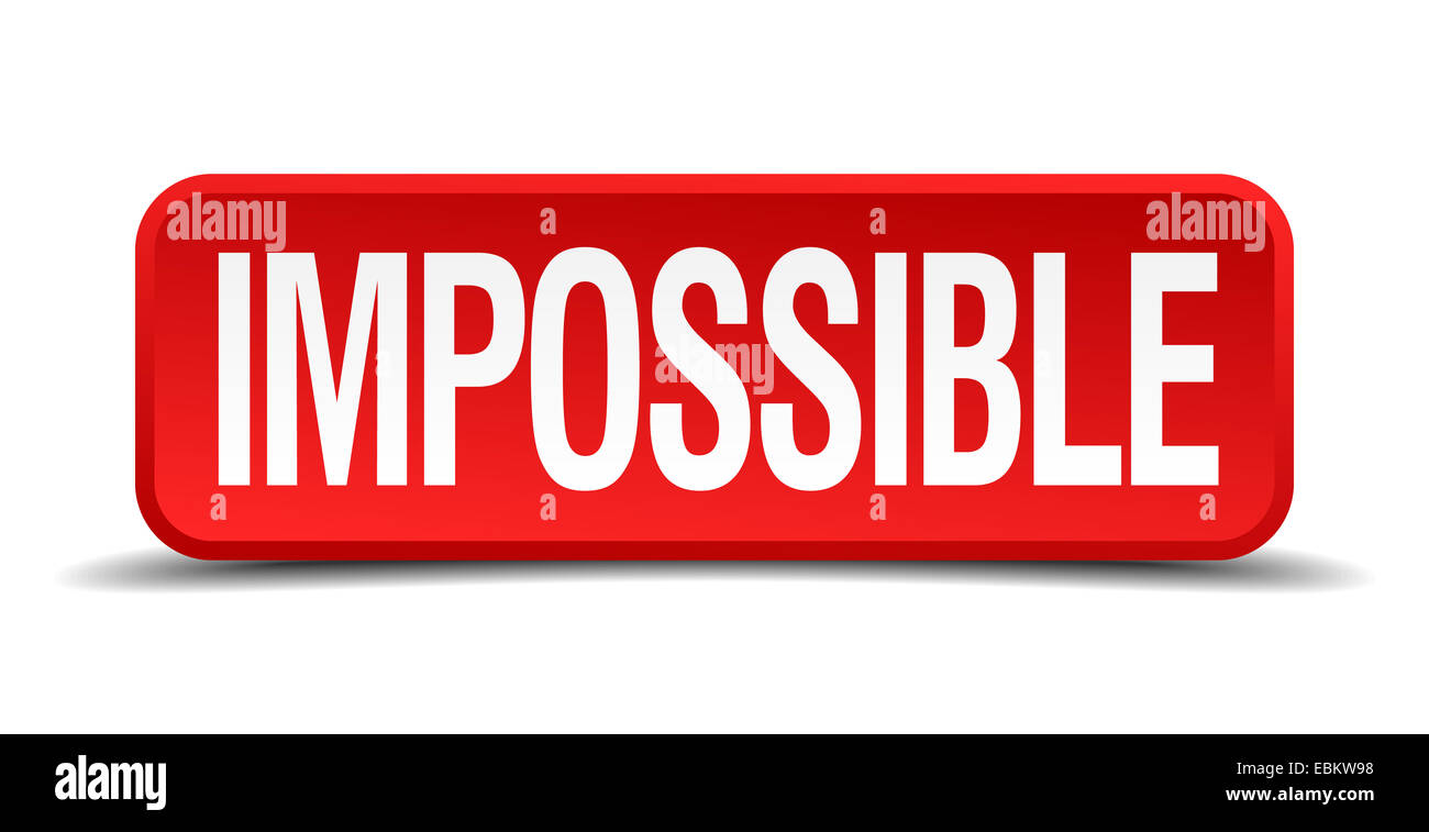 Impossible red 3d square button on white background Stock Photo - Alamy