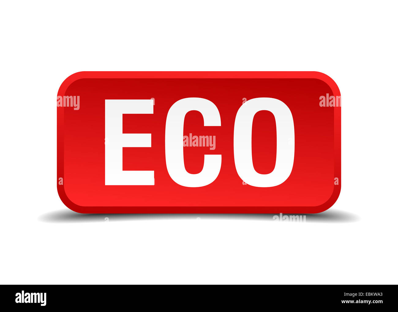 Eco red 3d square button isolated on white background Stock Photo - Alamy