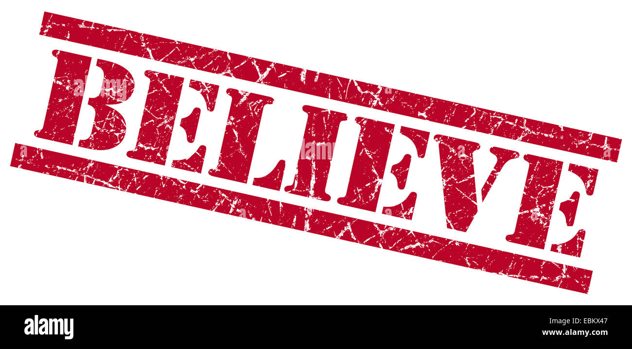 believe red square grungy isolated rubber stamp Stock Photo - Alamy