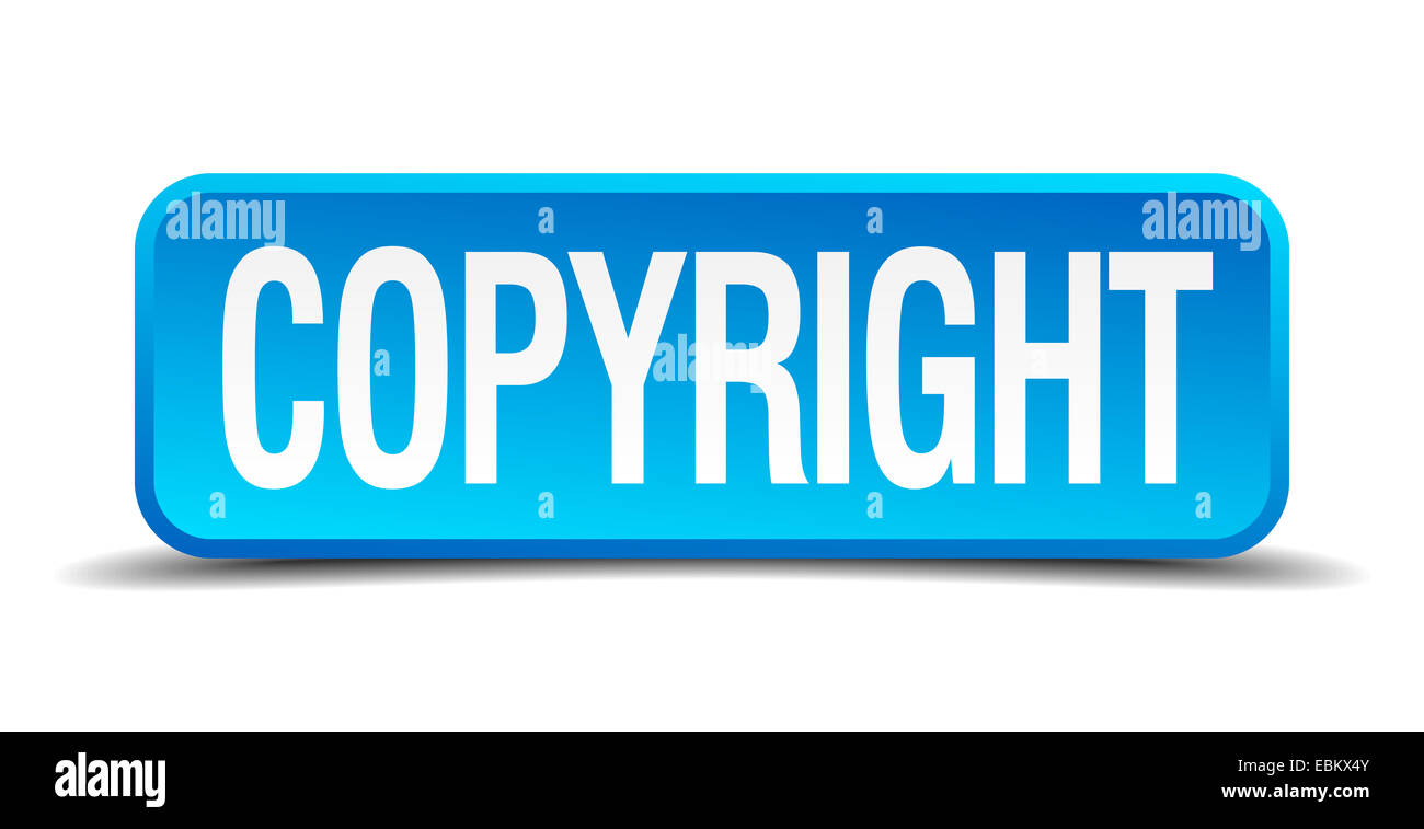 copyright blue 3d realistic square isolated button Stock Photo - Alamy