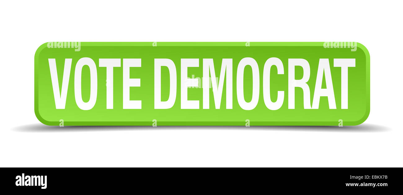 vote democrat green 3d realistic square isolated button Stock Photo - Alamy