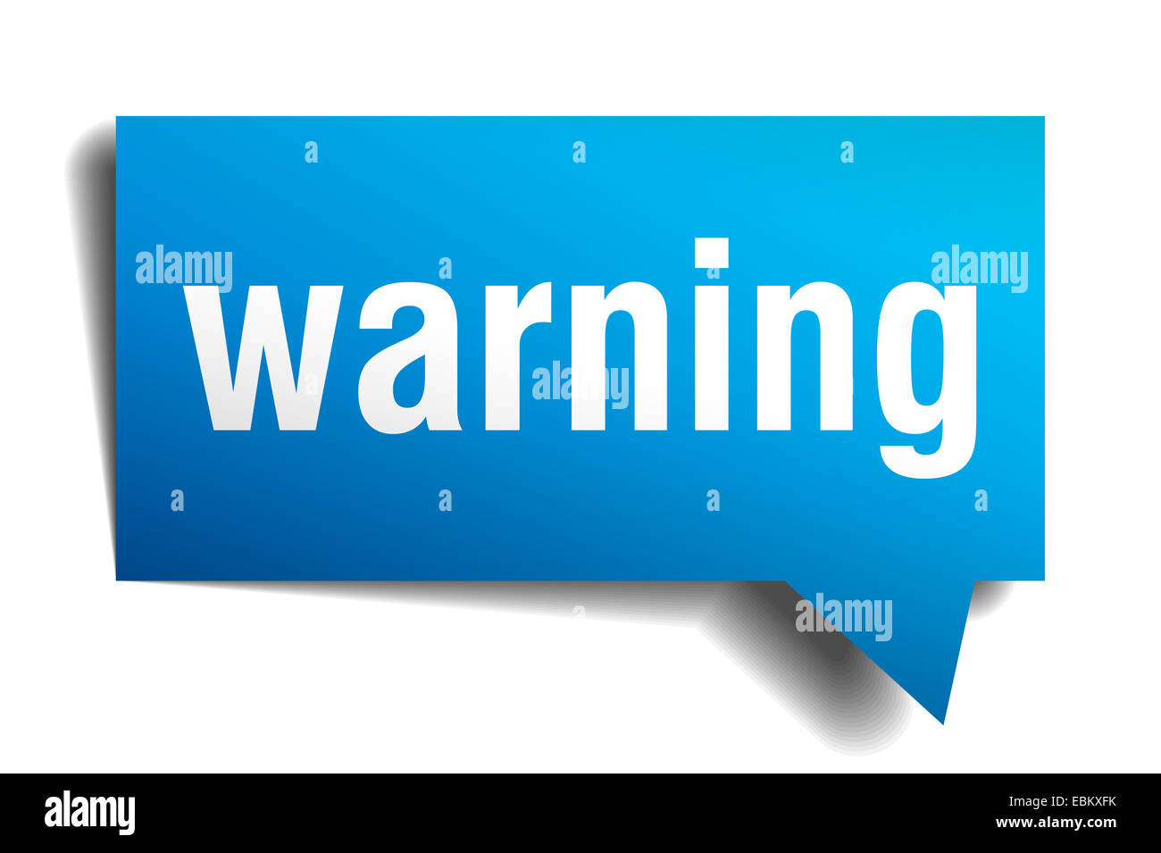 Warning blue 3d realistic paper speech bubble isolated on white Stock ...