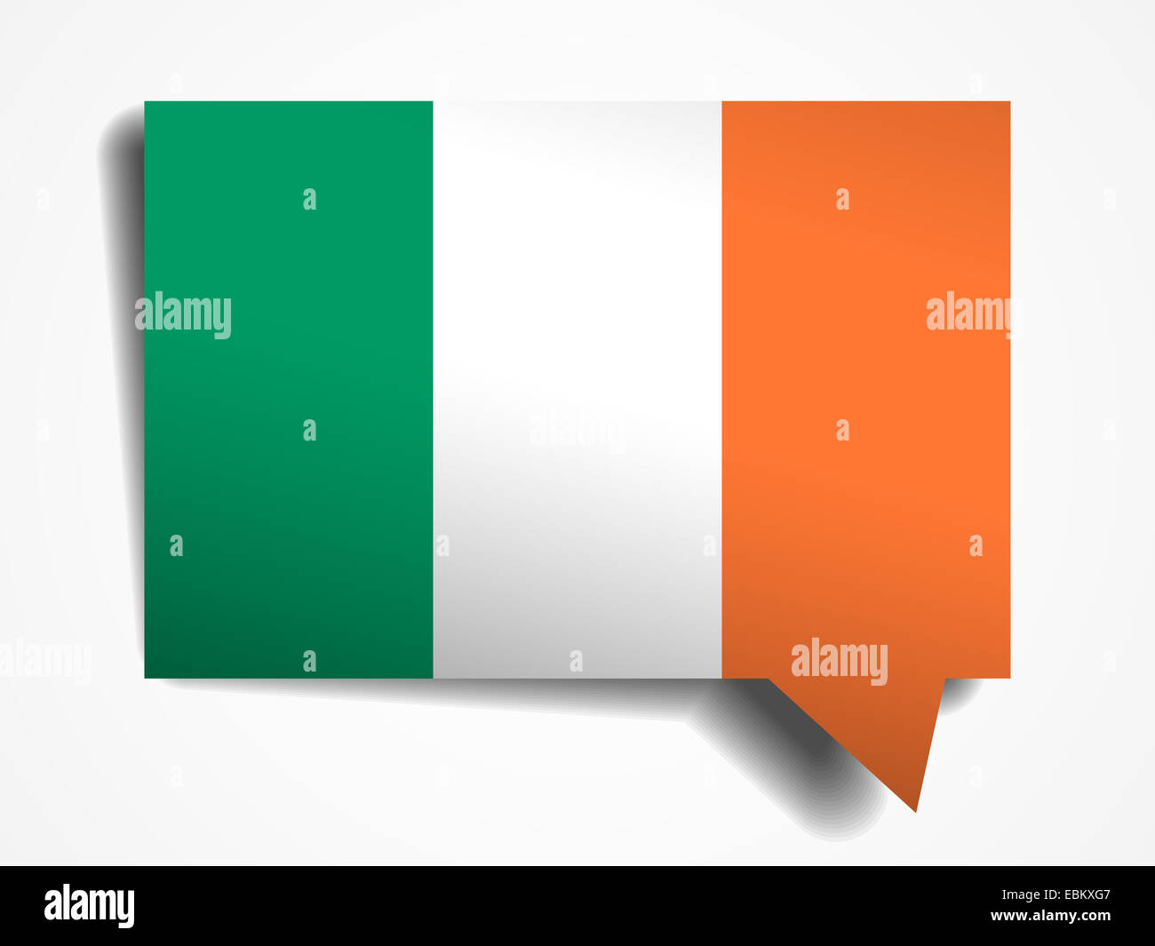 Ireland flag paper 3d realistic speech bubble on white background Stock ...