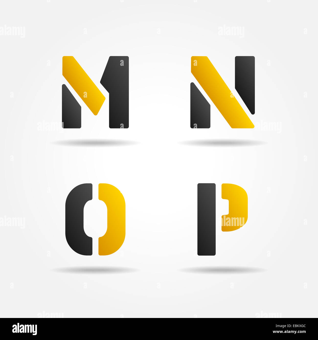 mnop yellow stencil letters Stock Photo - Alamy