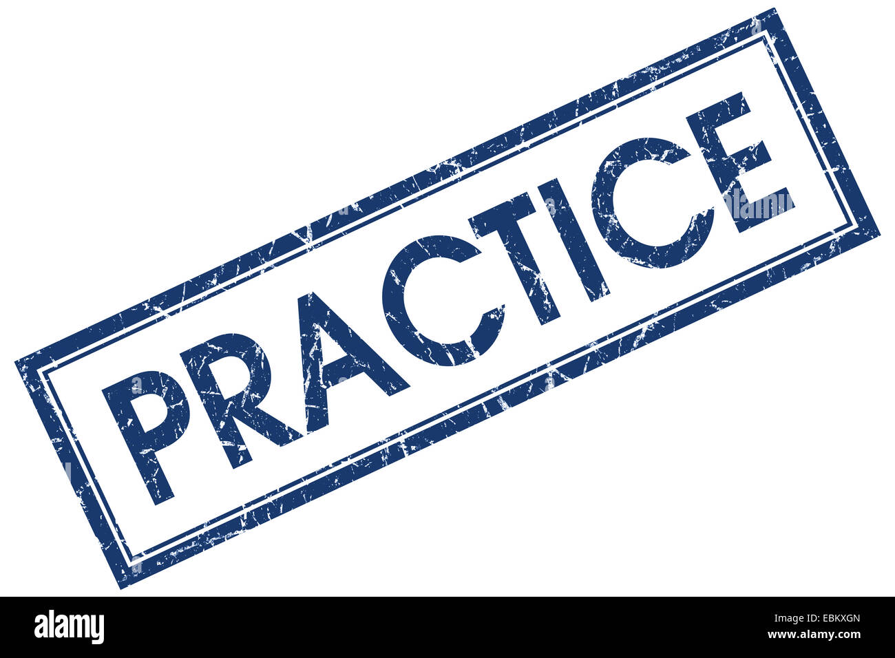 Practice blue square grungy stamp isolated on white background Stock ...