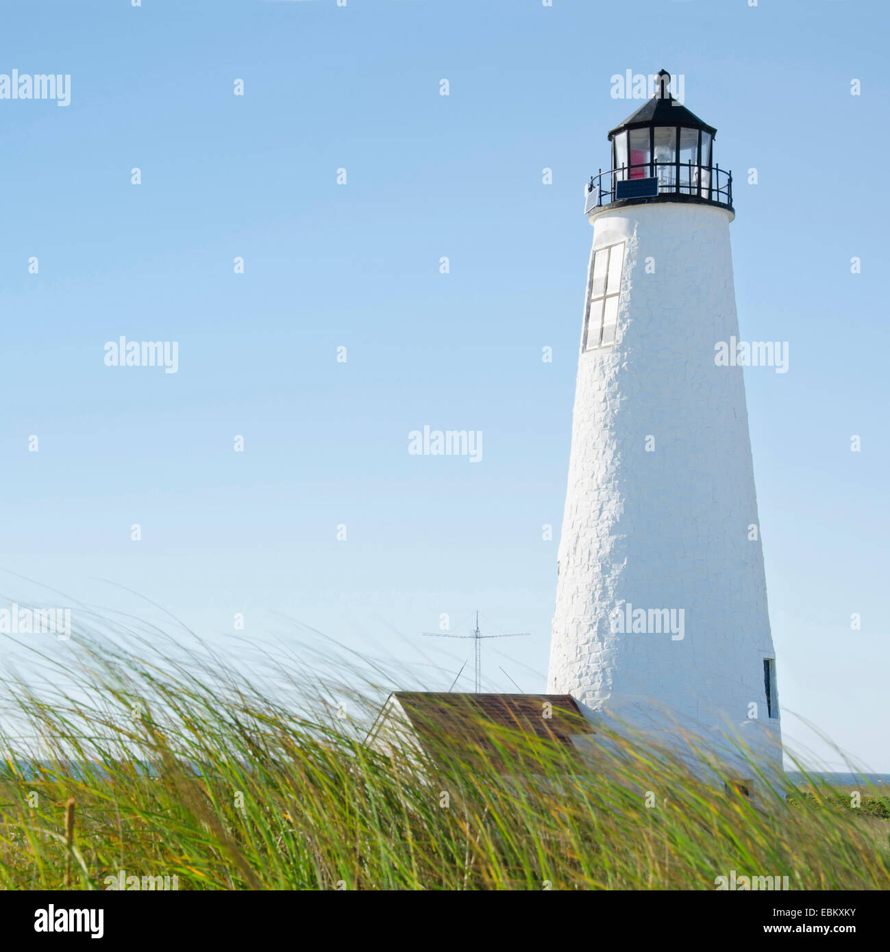 USA, Massachusetts, Nantucket, Great Point Lighthouse against clear sky ...