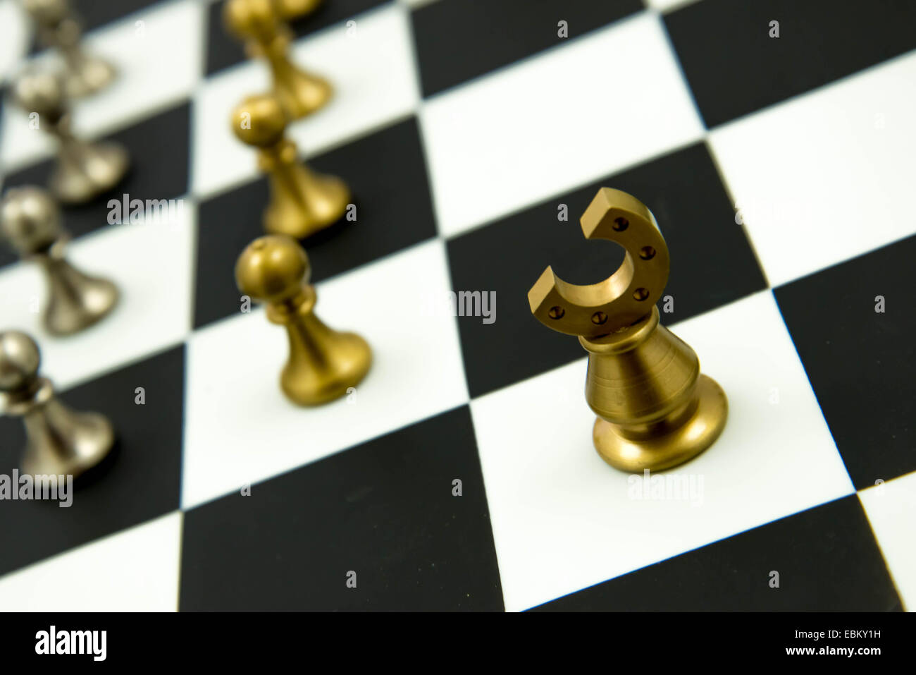Classic chess game - pieces in play on chessboard Stock Photo - Alamy