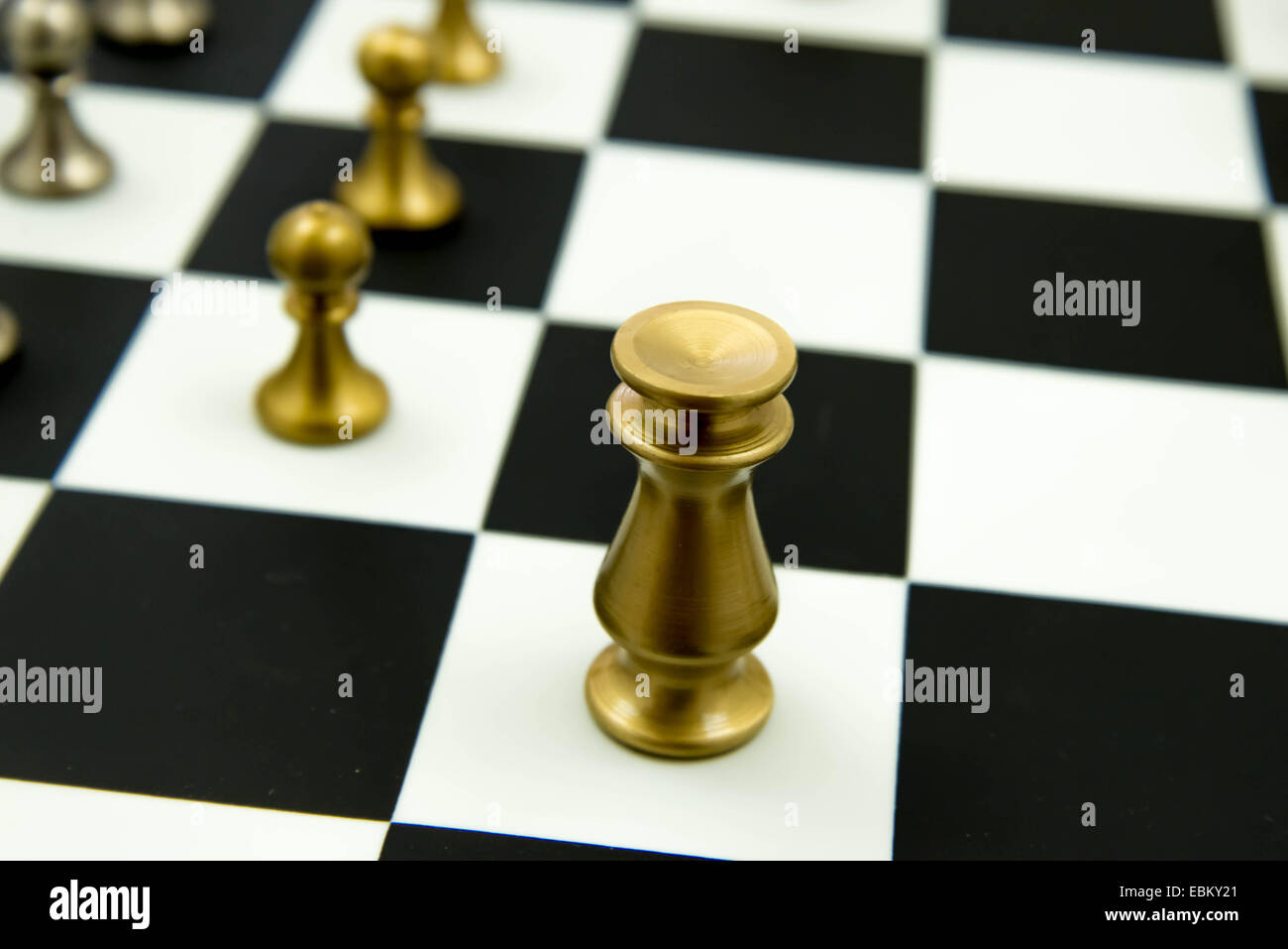 Classic chess game - pieces in play on chessboard Stock Photo - Alamy