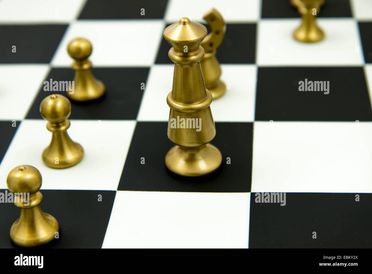 Classic chess game - pieces in play on chessboard Stock Photo - Alamy