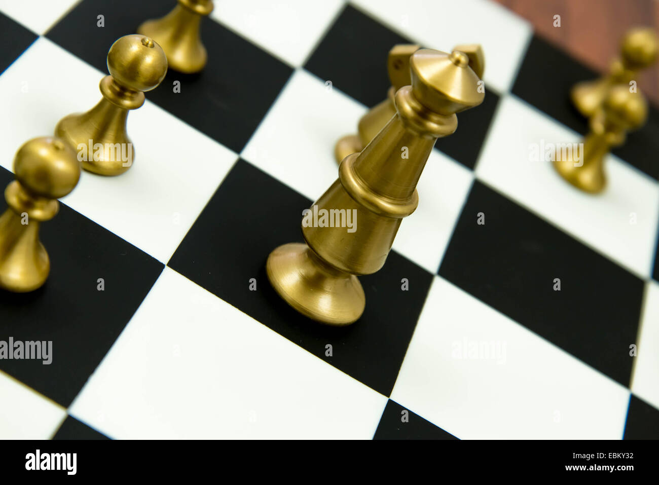 Classic chess game - pieces in play on chessboard Stock Photo - Alamy