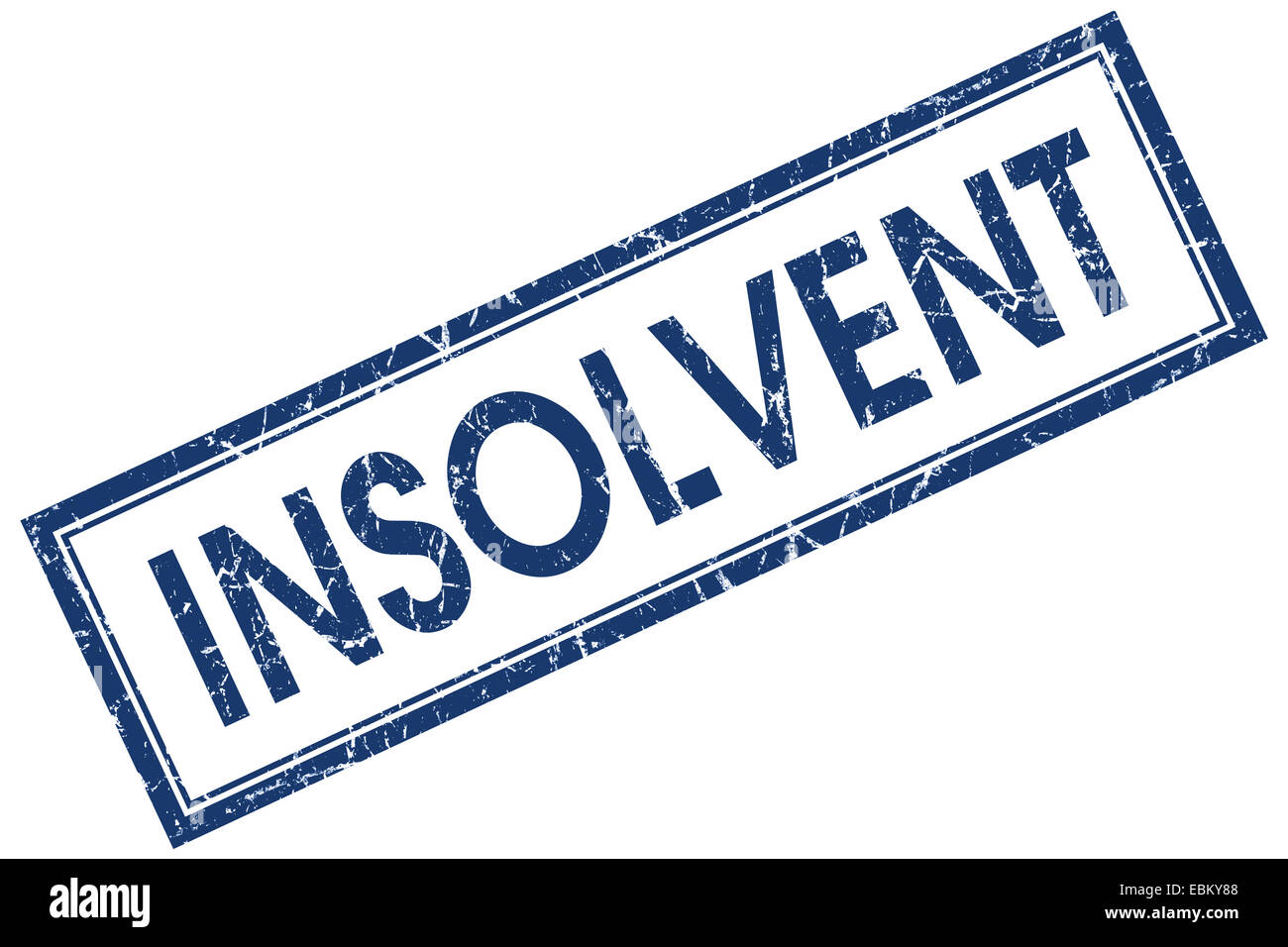 Insolvent blue square grungy stamp isolated on white background Stock ...