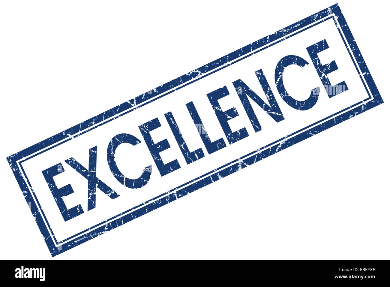 Excellence blue square grungy stamp isolated on white background Stock ...