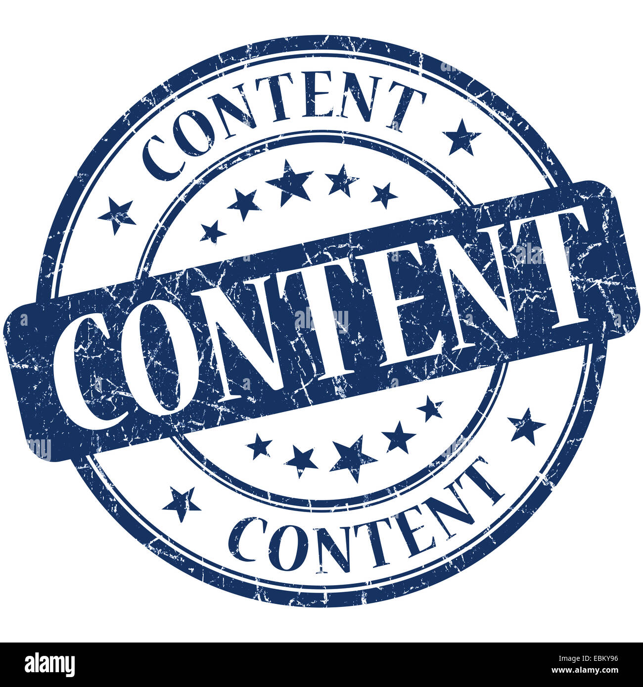 Content blue round grungy vintage rubber stamp Stock Photo - Alamy