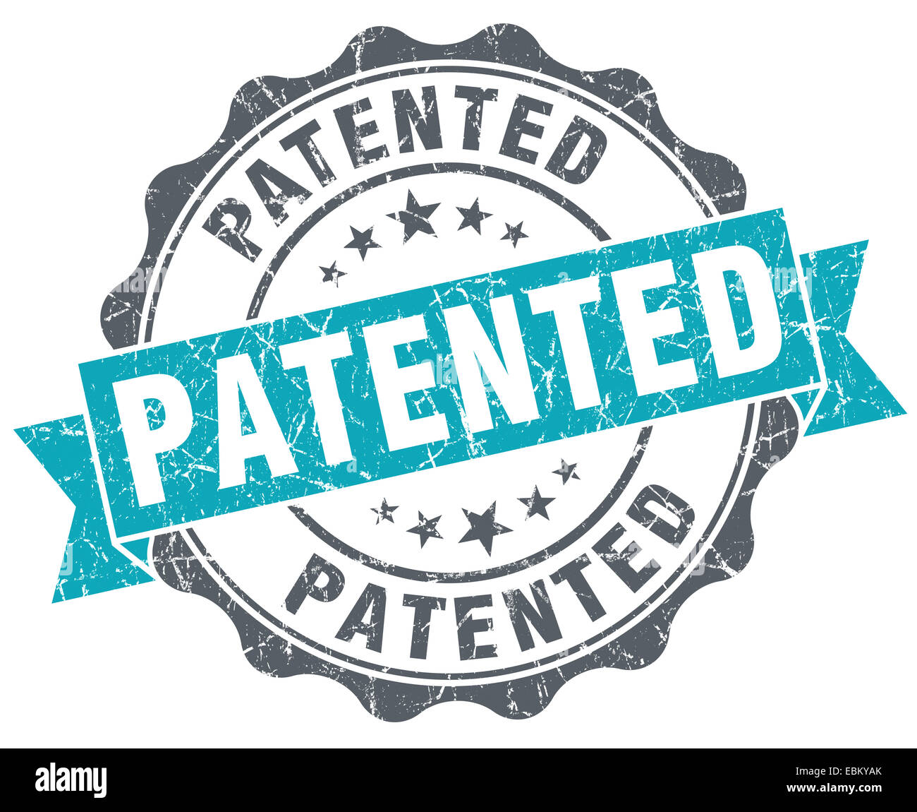 Patented blue grunge retro style isolated seal Stock Photo - Alamy