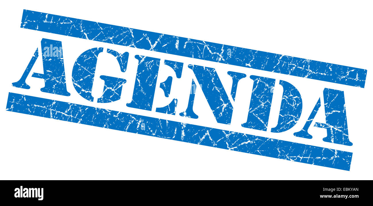 Agenda blue square grunge textured stamp isolated on white Stock Photo ...