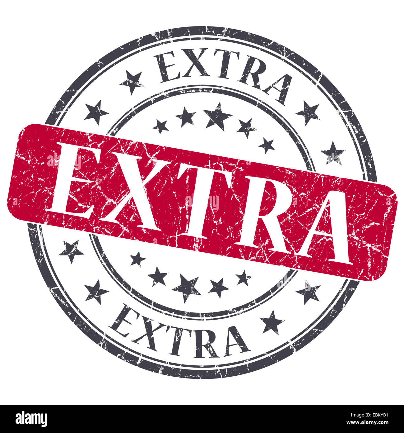 Extra red grunge round stamp on white background Stock Photo - Alamy