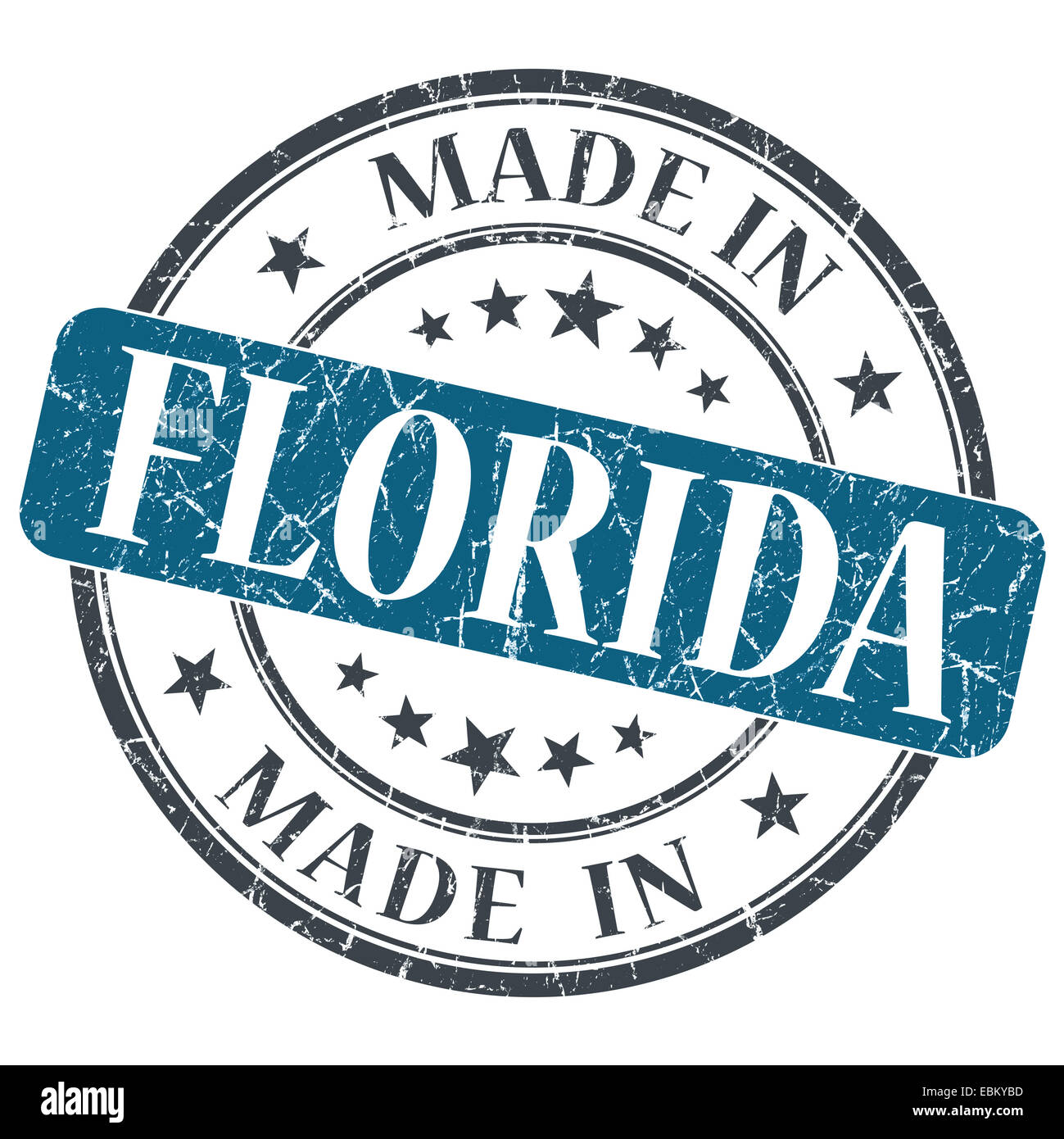 made in Florida blue round grunge isolated stamp Stock Photo - Alamy