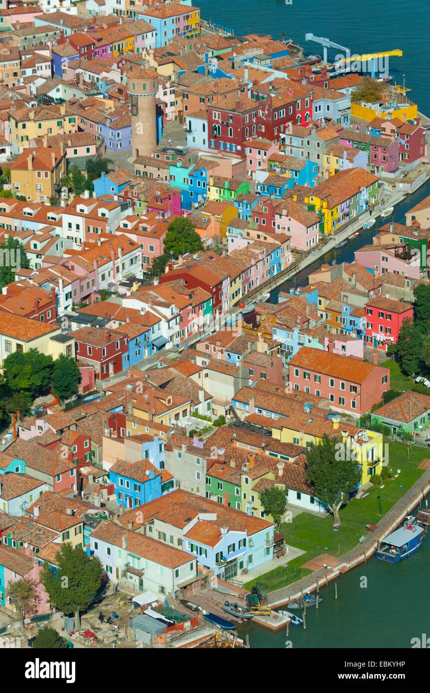 Aerial view of Burano island, Venice lagoon, Italy, Europe Stock Photo ...