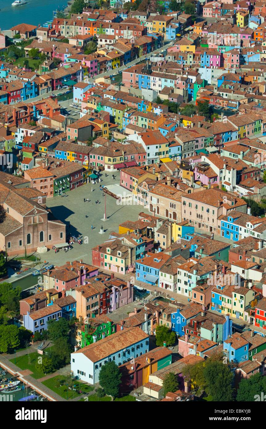 Aerial view of Burano island, Venice lagoon, Italy, Europe Stock Photo ...