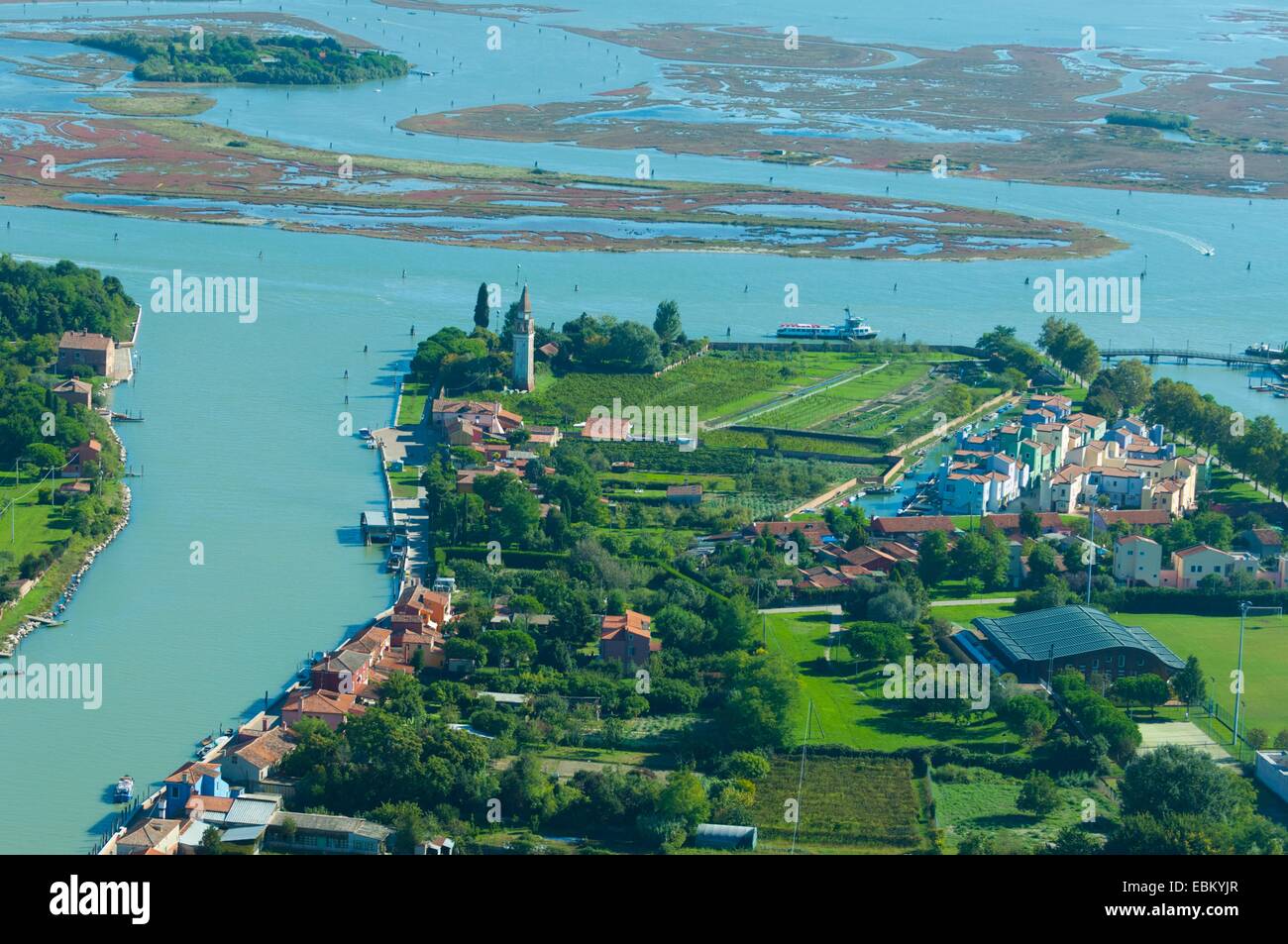 Aerial view of isola Mazzorbo, Venice lagoon, Italy, Europe Stock Photo ...