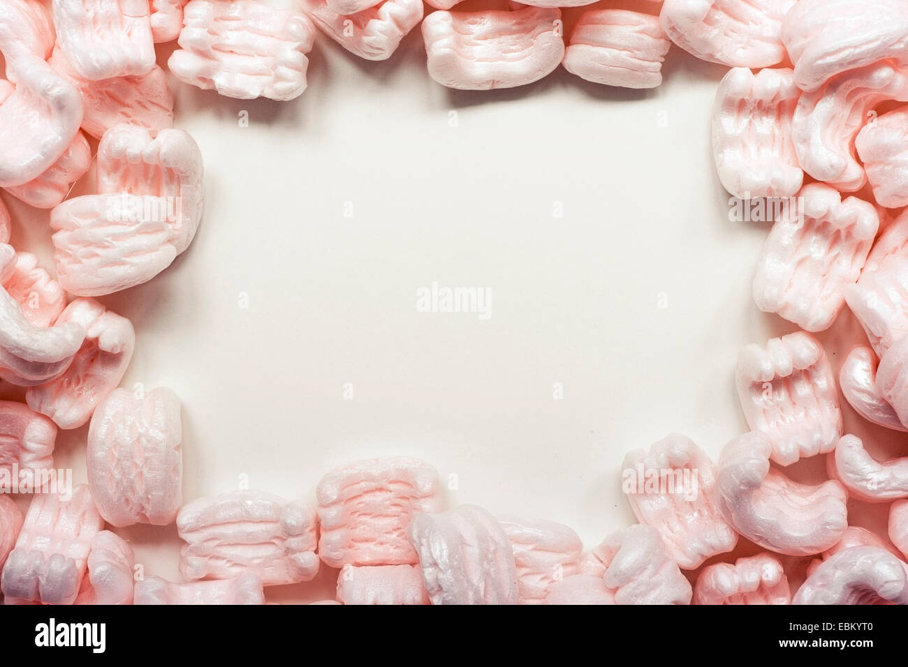 fill packaging pieces arranged as frame on blank white background Stock ...