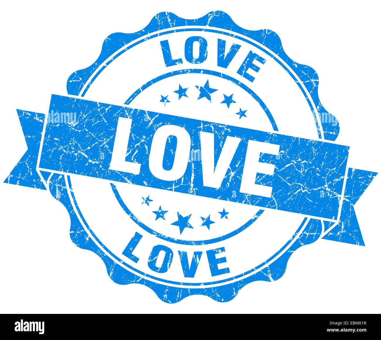 love blue grunge seal isolated on white background Stock Photo - Alamy