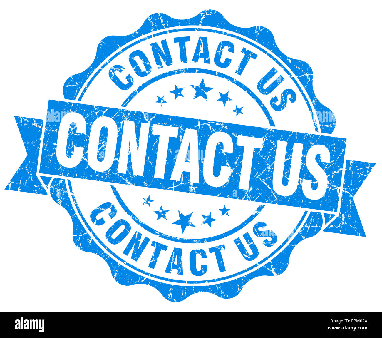 Contact us blue vintage seal isolated on white Stock Photo - Alamy