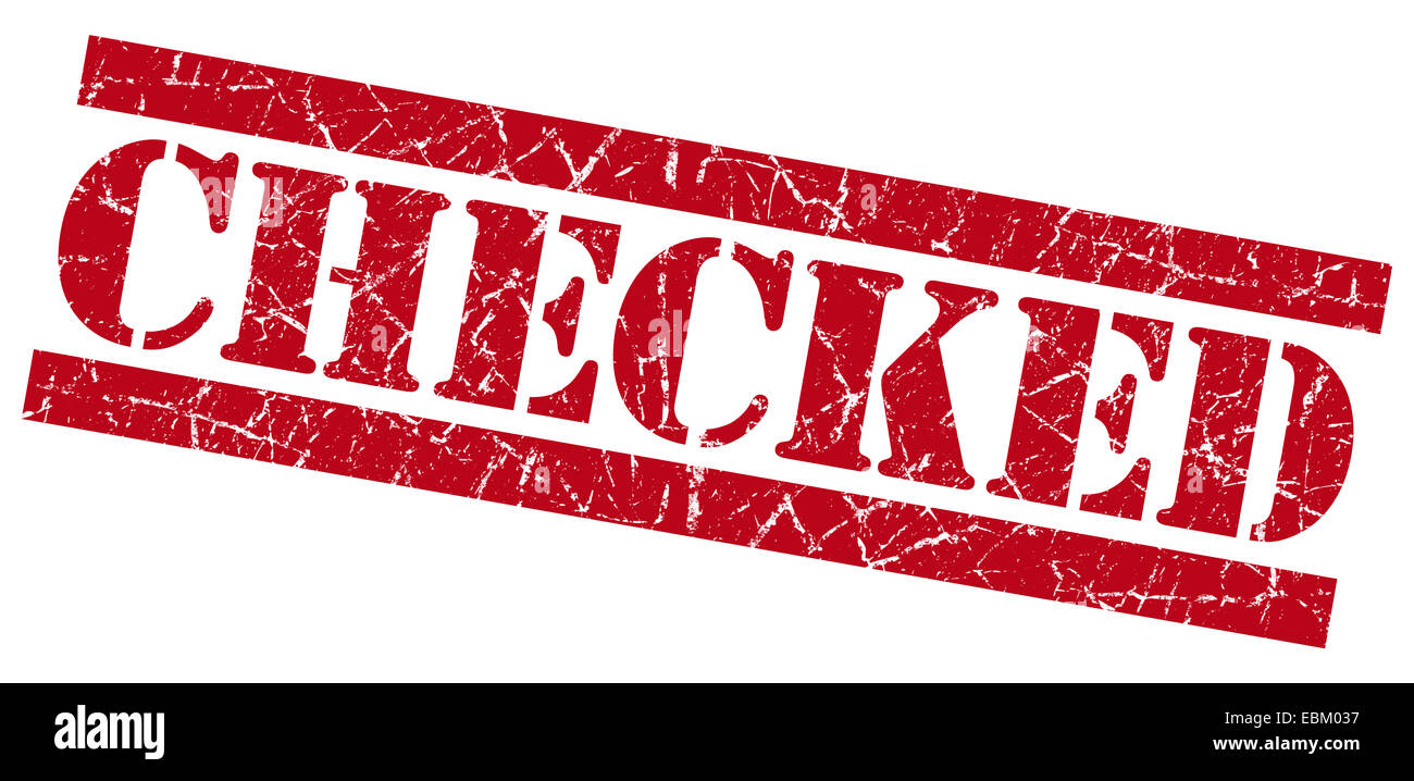 Checked grunge red stamp Stock Photo - Alamy