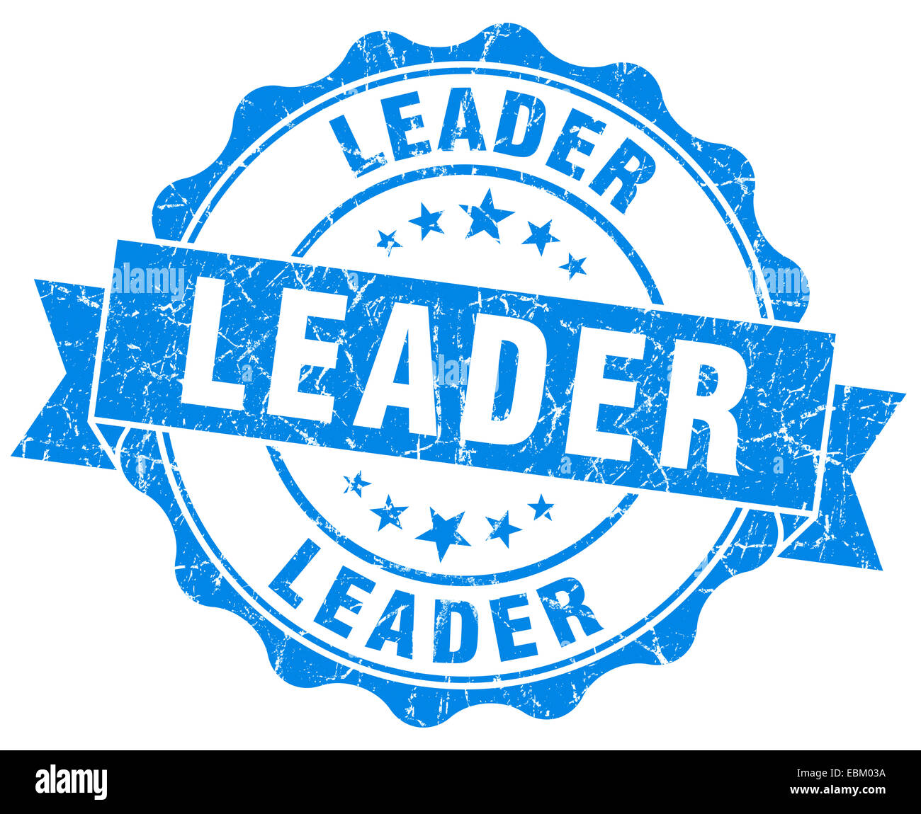 Leader grunge round blue seal Stock Photo - Alamy