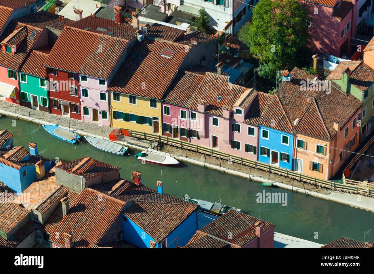 Aerial view of Burano island, Venice lagoon, Italy, Europe Stock Photo ...
