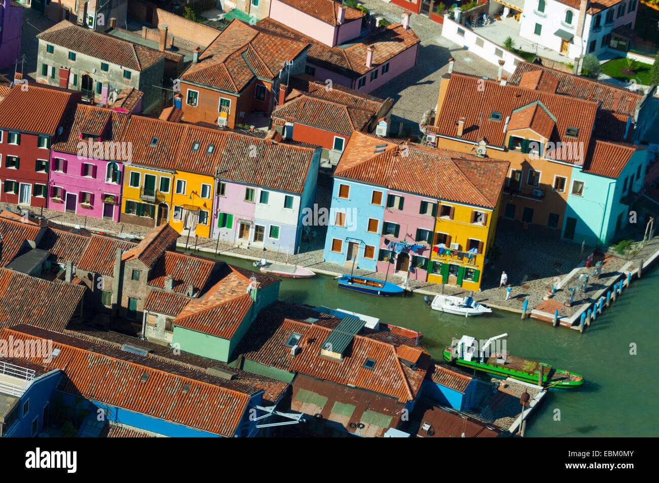 Aerial view of Burano island, Venice lagoon, Italy, Europe Stock Photo ...