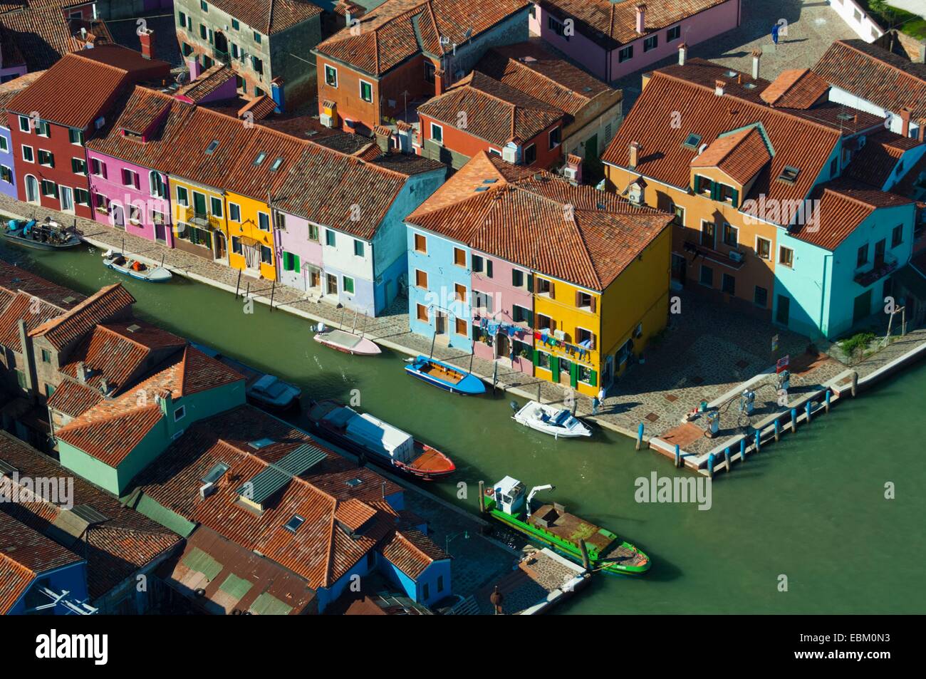 Aerial view of Burano island, Venice lagoon, Italy, Europe Stock Photo ...