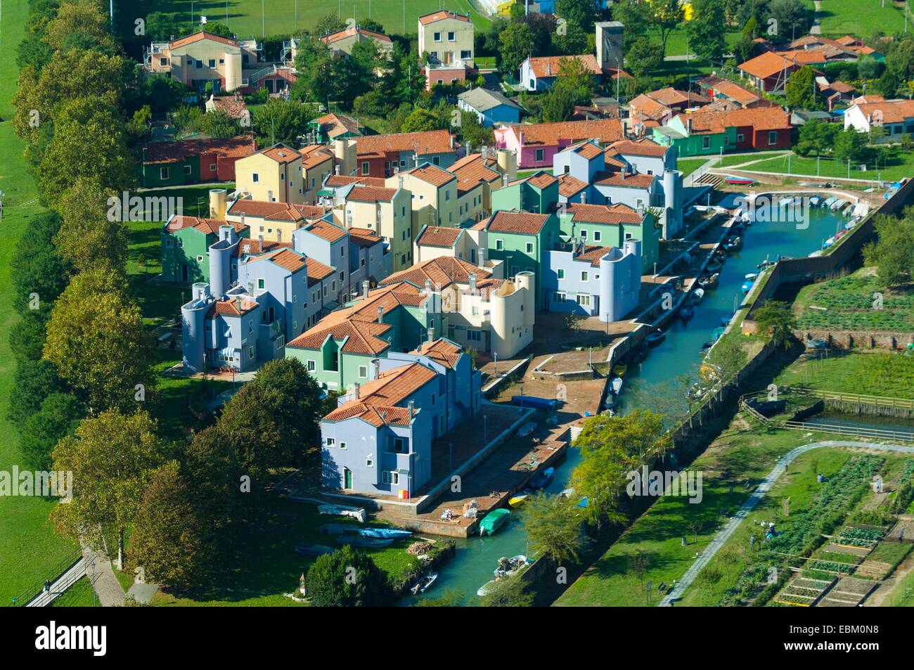 Aerial view of isola Mazzorbo, Venice lagoon, Italy, Europe Stock Photo ...