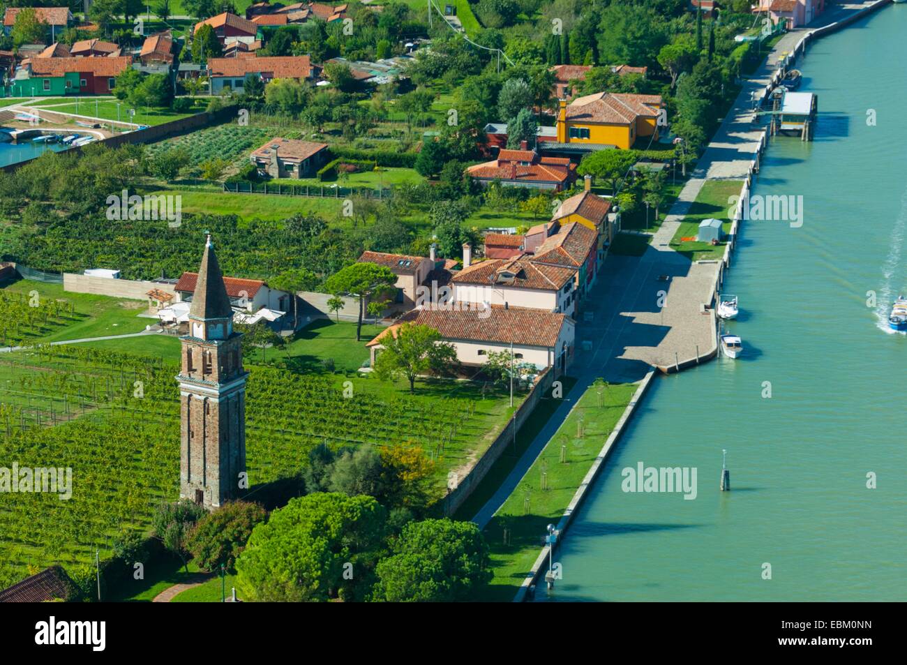 Aerial view of isola Mazzorbo, Venice lagoon, Italy, Europe Stock Photo ...