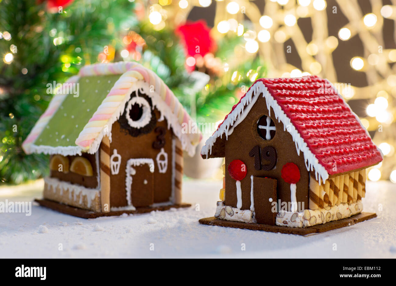 closeup of beautiful gingerbread house at home Stock Photo - Alamy
