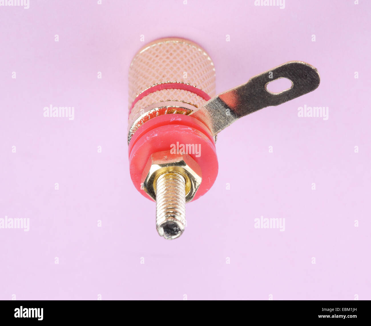 Speaker connector on pink background Stock Photo - Alamy
