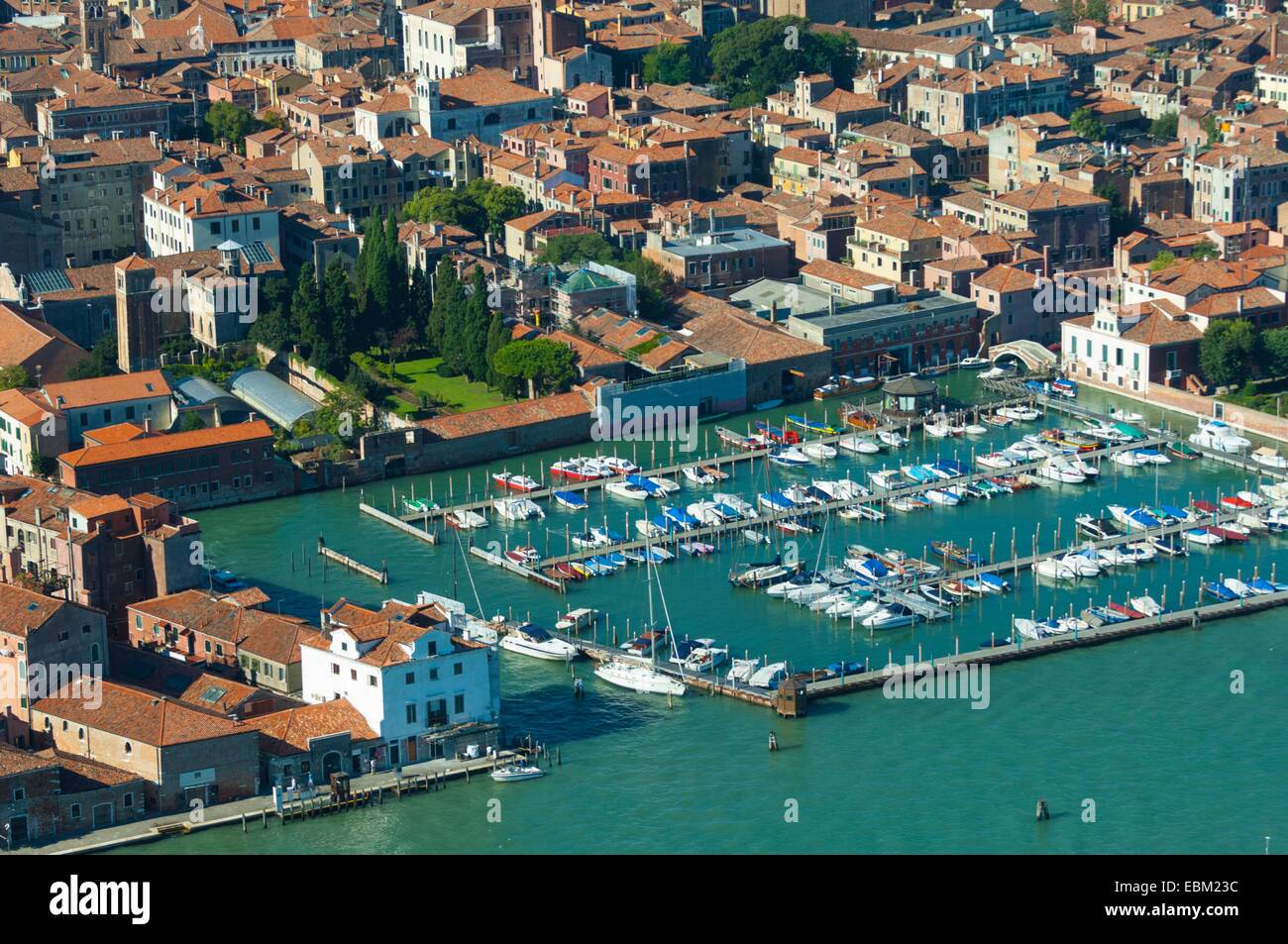 Aerial view of Secca della Misericordia marina, Cannaregio, Venice ...