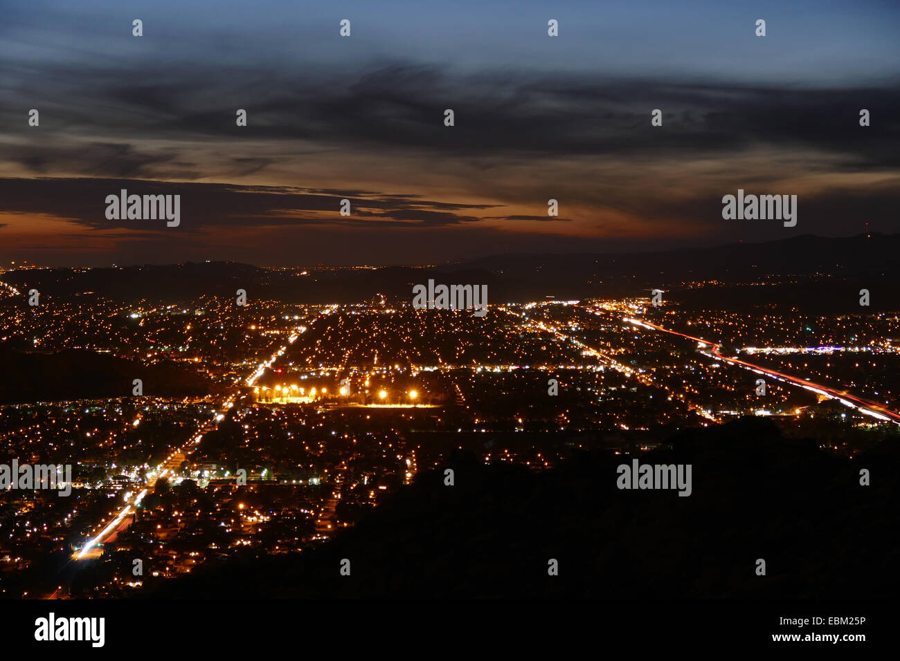 Southern California valley lights at dusk Stock Photo - Alamy