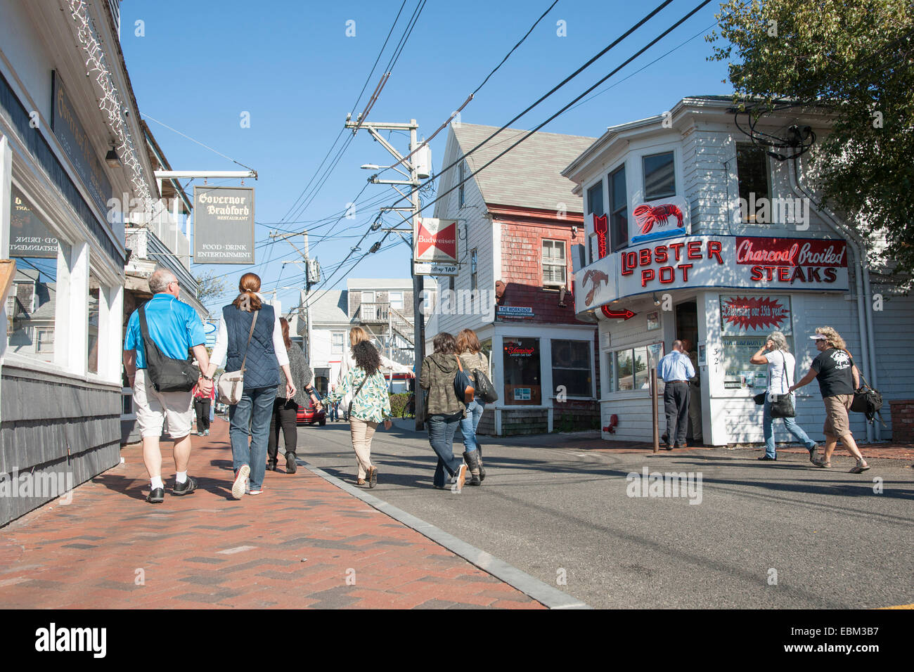 Street scene in Provincetown, Cape Cod, October 2014. Tourists and ...