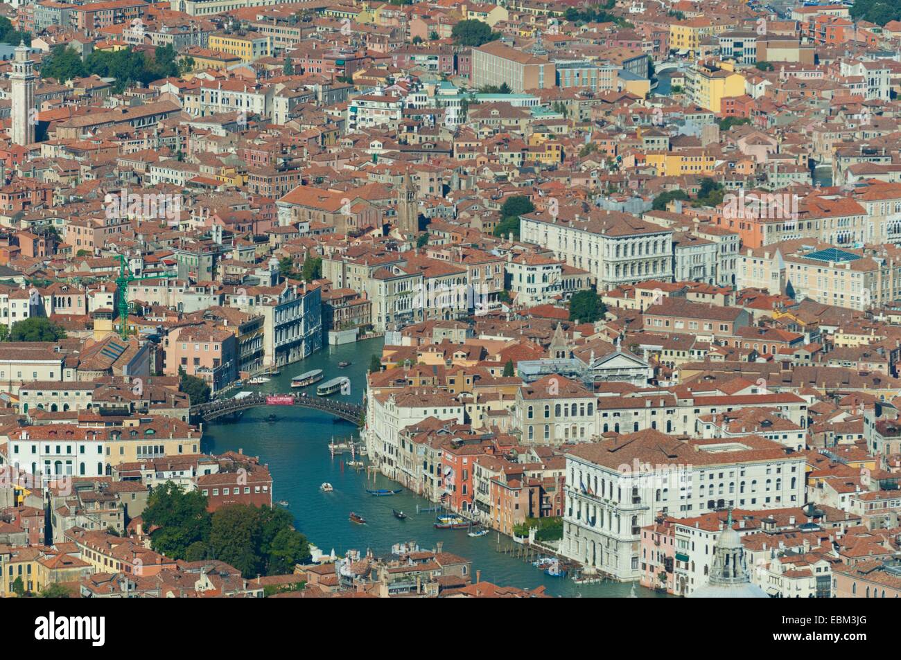 Aerial view of Grande canal and Ponte dell'academia bridge, Venice ...