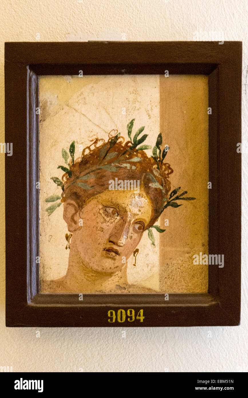 Painted fresco from Pompeii in the National Archaeoligical Museum in ...